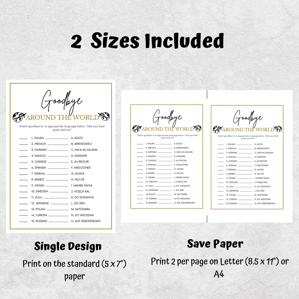 Goodbye Around the World, Match up Game, Going Away Party Games, Going ...