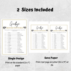 Goodbye Around the World, Match up Game, Going Away Party Games, Going ...