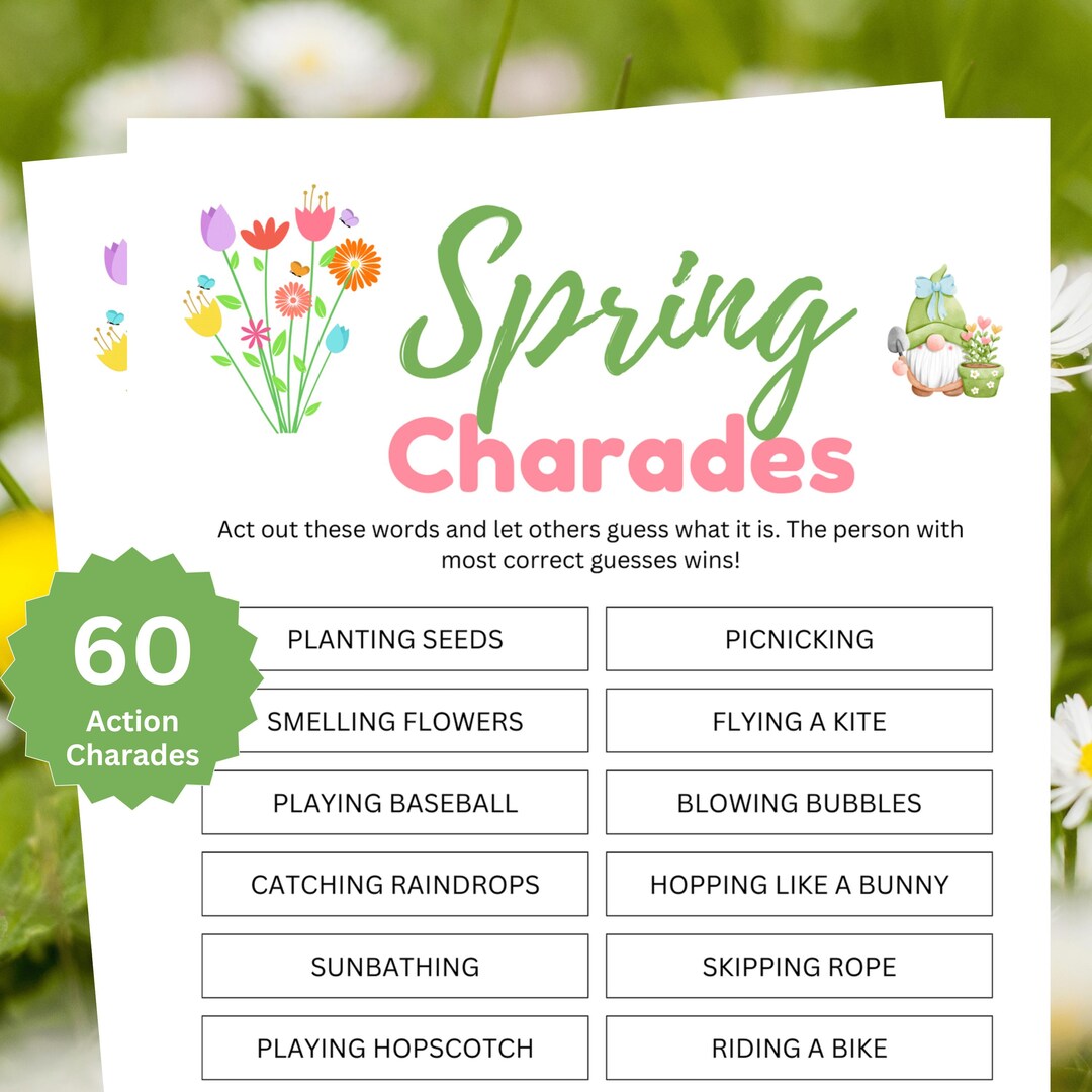 Spring Games, Charades, Spring Games for Kids and Adults, Spring Party ...