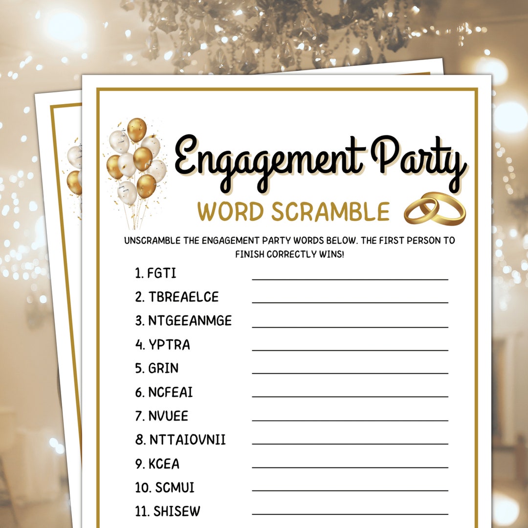 Engagement Party Games, Engagement Party Word Scramble, - Etsy