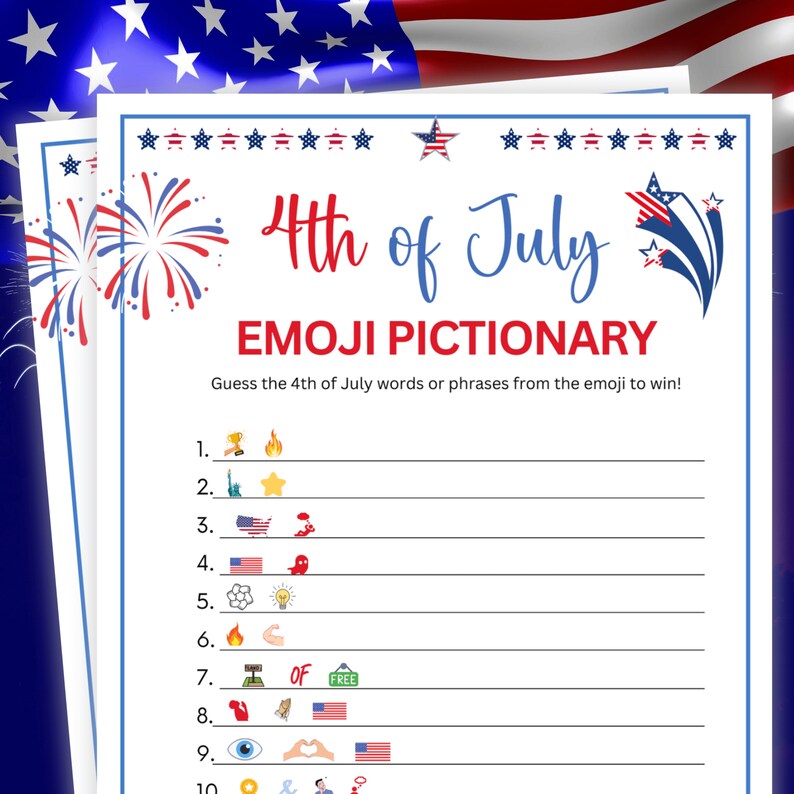 4th of July Emoji Trivia, 4th of July Games, Independence Day Game ...