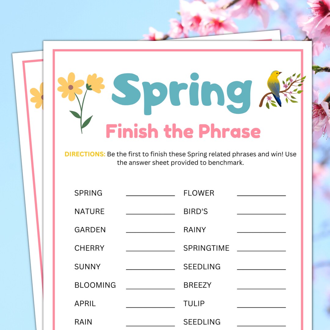 Spring Games, Finish the Phrase, Spring Party Games, Springtime Games ...