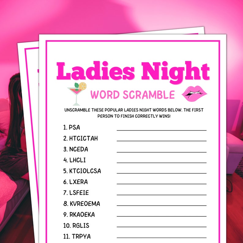 Ladies Night Games, Word Scramble, Girls Night Games, Ladies Night ...