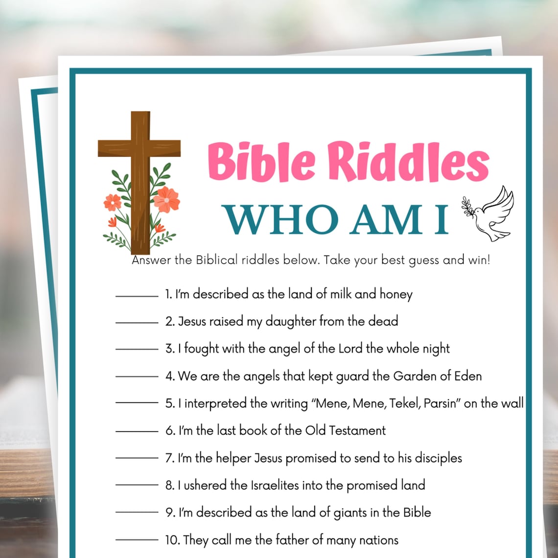 Bible Games, Who Am I, Bible Riddles, Womens Ministry Games, Printable ...