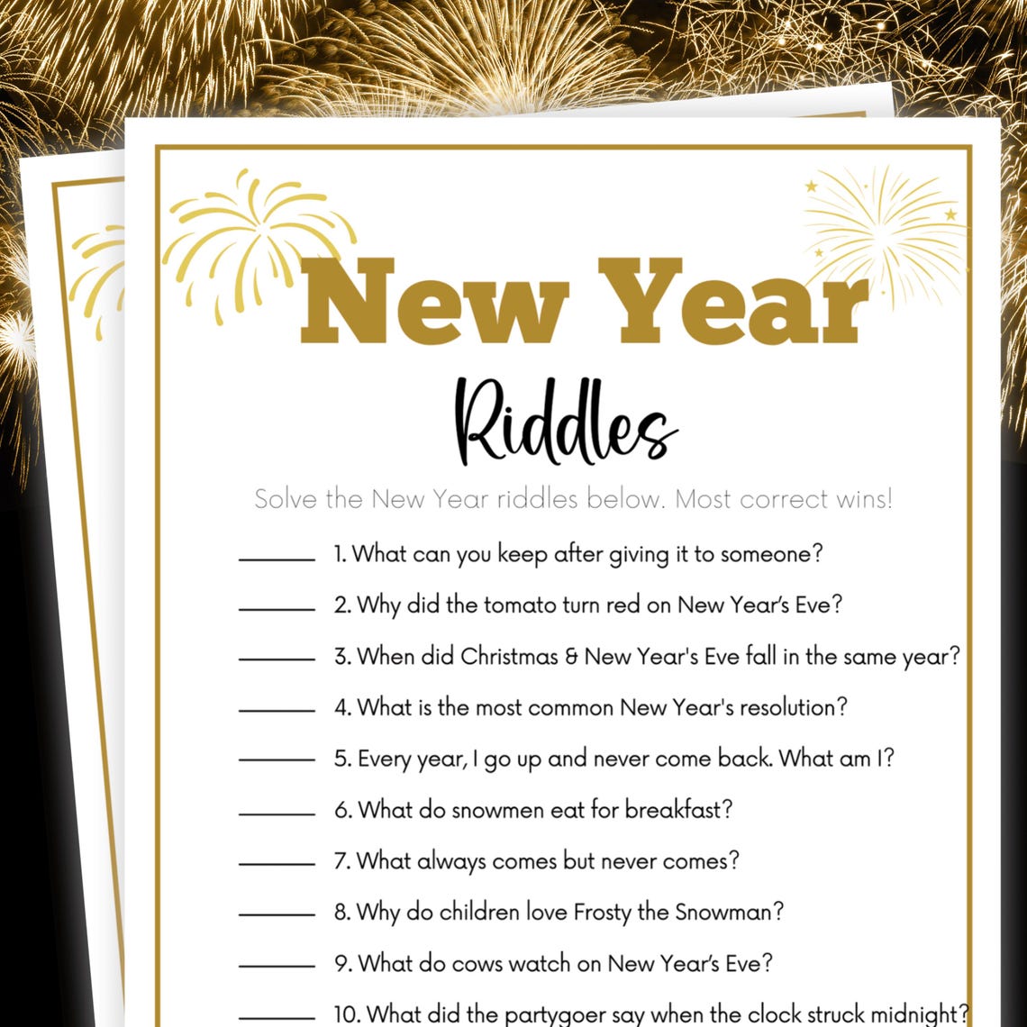 New Year Trivia, Riddles, New Year Games, New Year Party Games, New ...