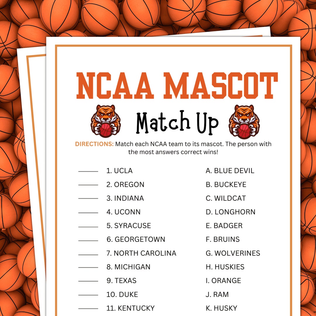 March Madness Games, Mascot Match Up, March Madness Party Games ...