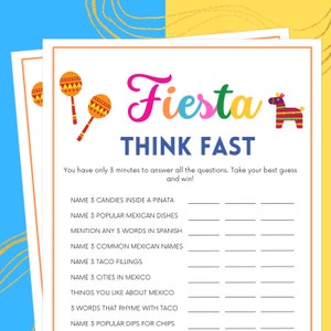 Fiesta Party Games, Think Fast Trivia, Fiesta Party Games for Birthday ...