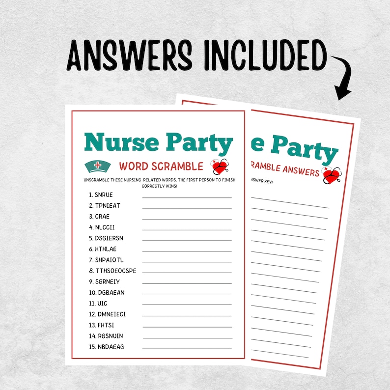 Nurse Party Games, Word Scramble, Nurse Games, Medical Games, Doctors ...