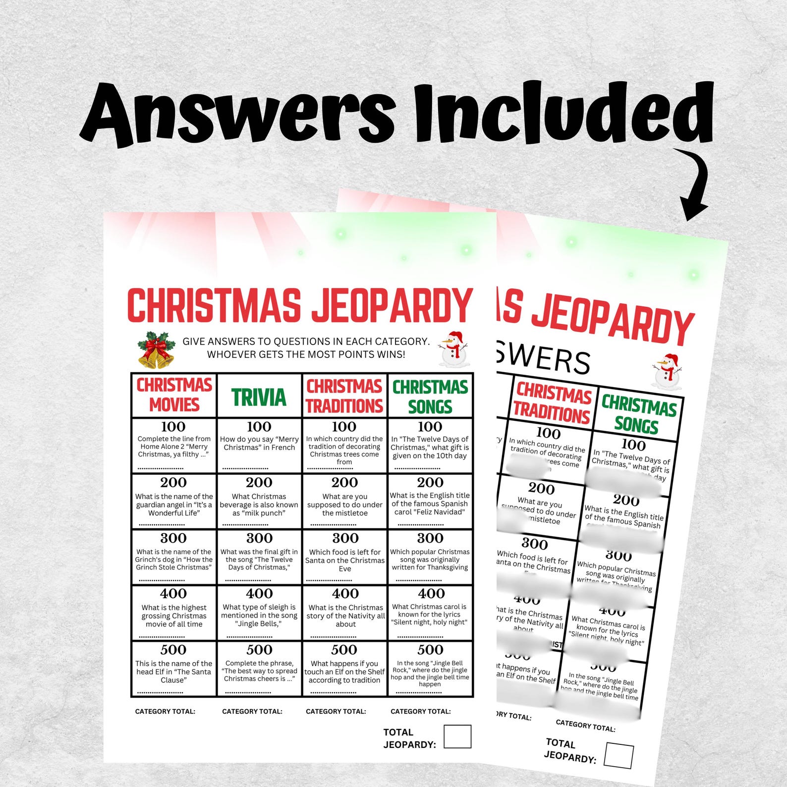 Christmas Games, Christmas Jeopardy, Christmas Trivia Game, Christmas ...