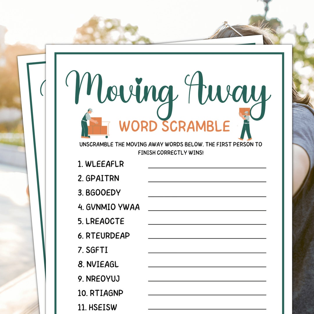 Moving Away Games, Moving Away Word Scramble, Moving Away Party Games ...