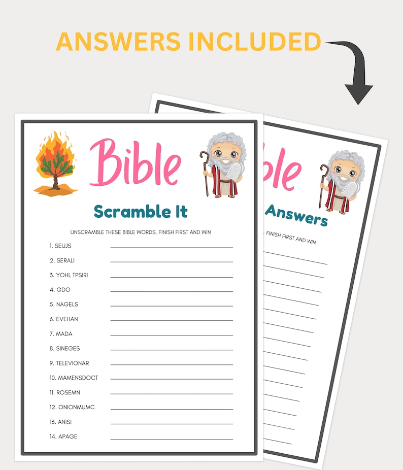 Bible Scramble It Game, Bible Party Games, Bible Games for Kids, Bible ...