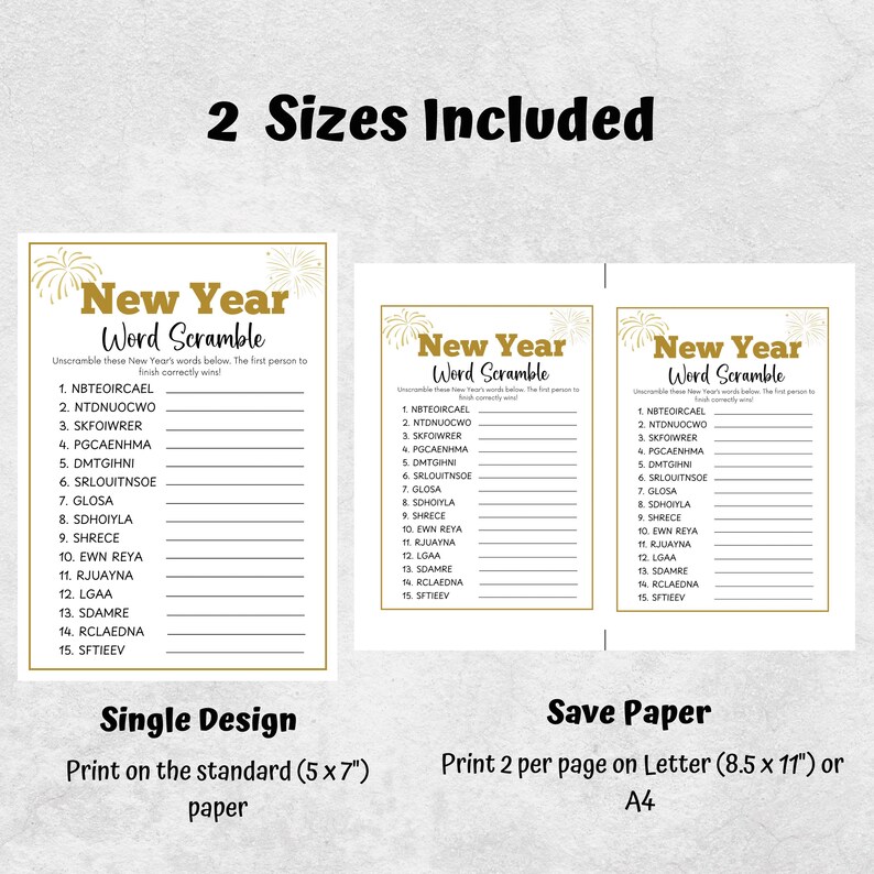 New Year Games, Word Scramble, New Year Party Games, New Year's Eve ...