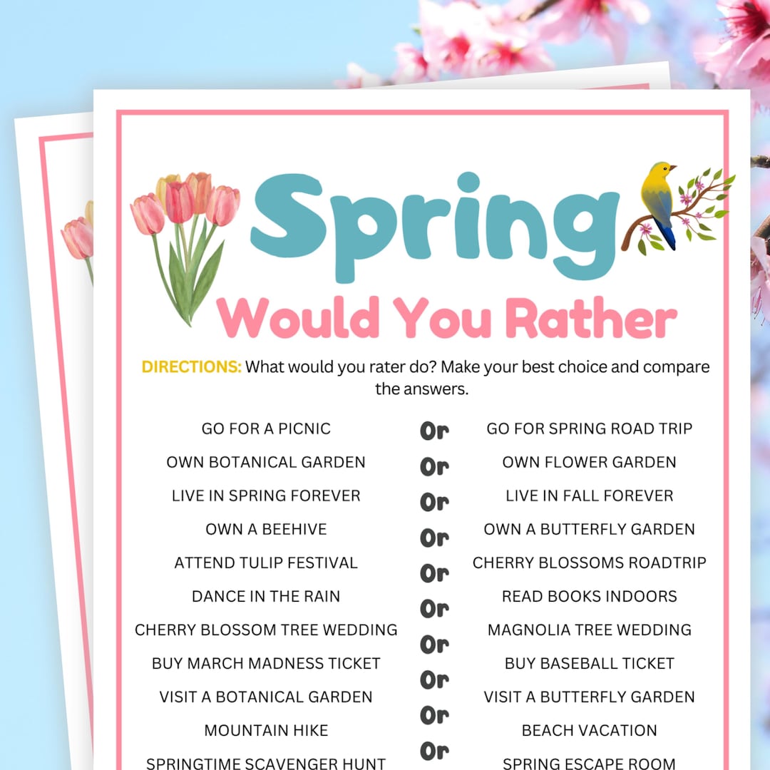 Spring Games, Would You Rather, Spring Party Games, Spring Games for ...