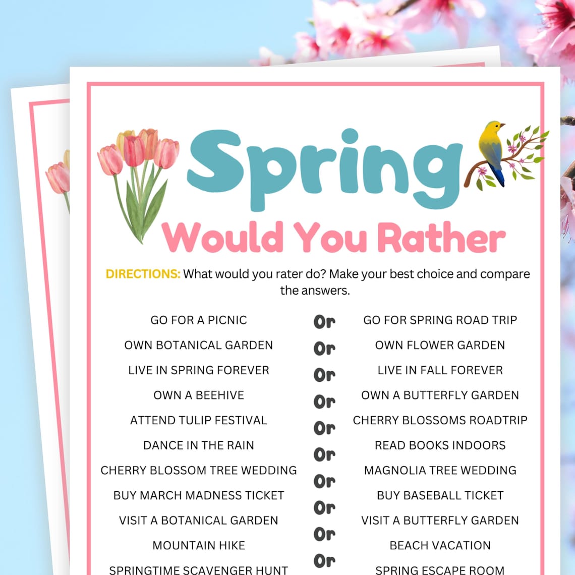 Spring Games, Would You Rather, Spring Party Games, Spring Games for ...