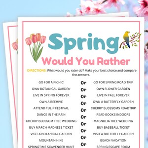 Spring Games, Would You Rather, Spring Party Games, Spring Games for ...