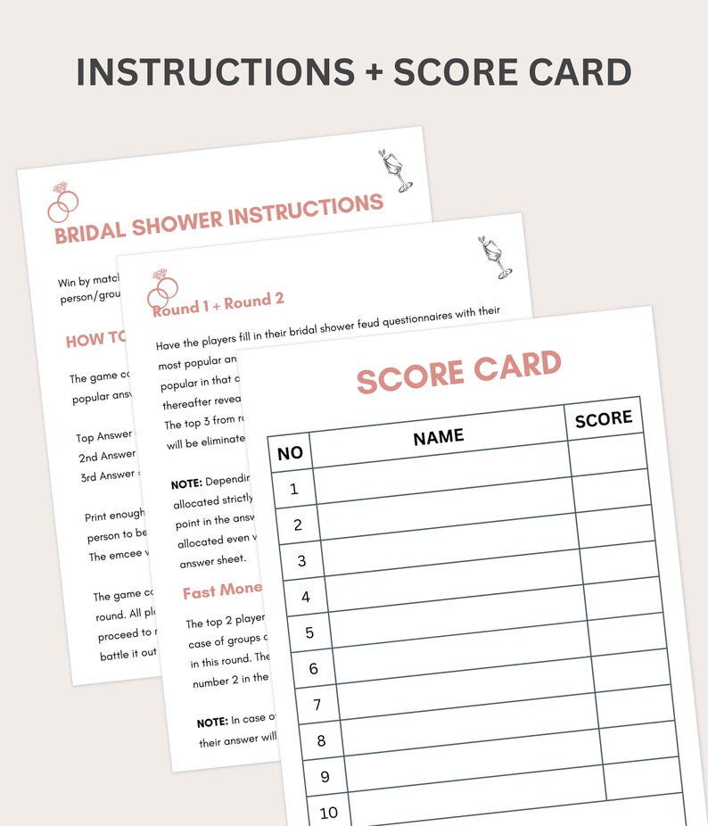 Bridal Shower Friendly Feud Game, Bridal Shower Feud for Adults, Bridal ...