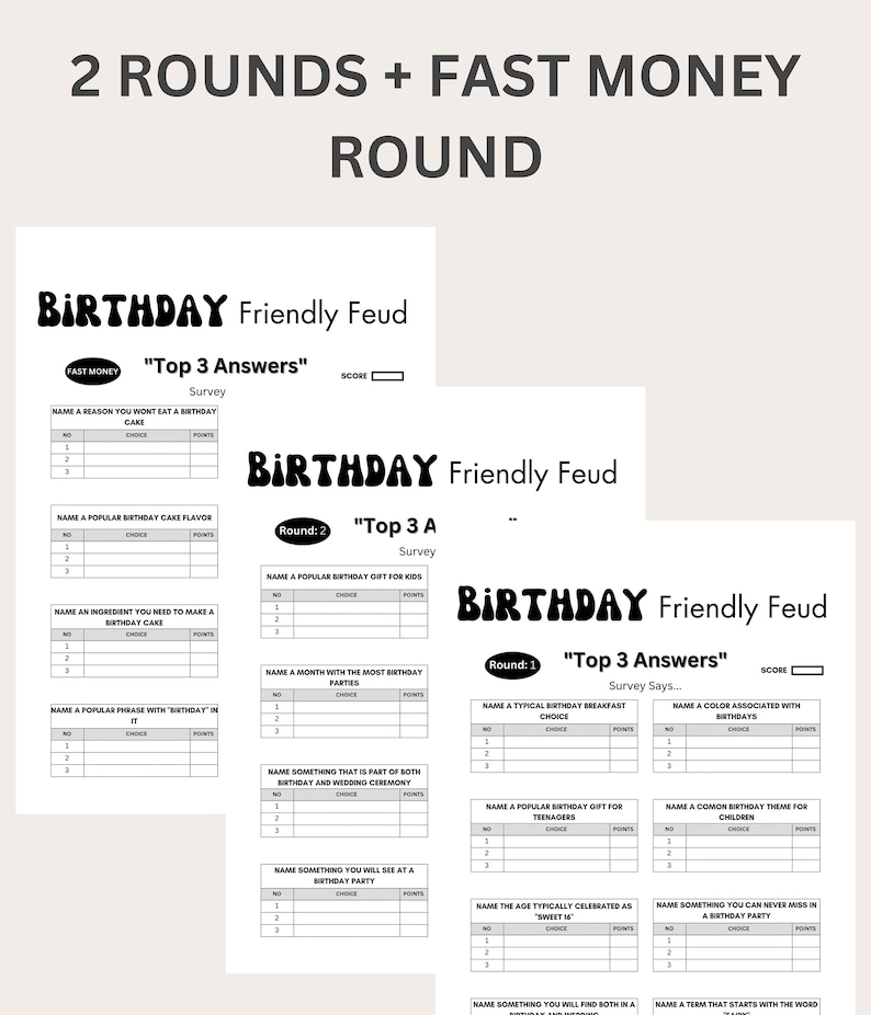 Birthday Feud, Birthday Friendly Feud, Birthday Family Feud, Birthday ...