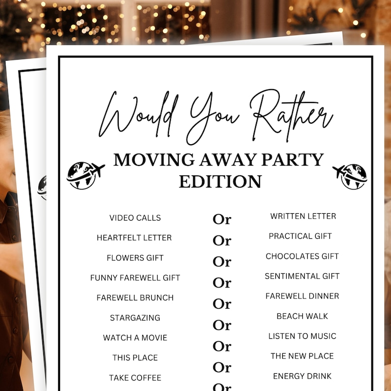 Going Away Party Games, Would You Rather, Going Away Games, Farewell ...