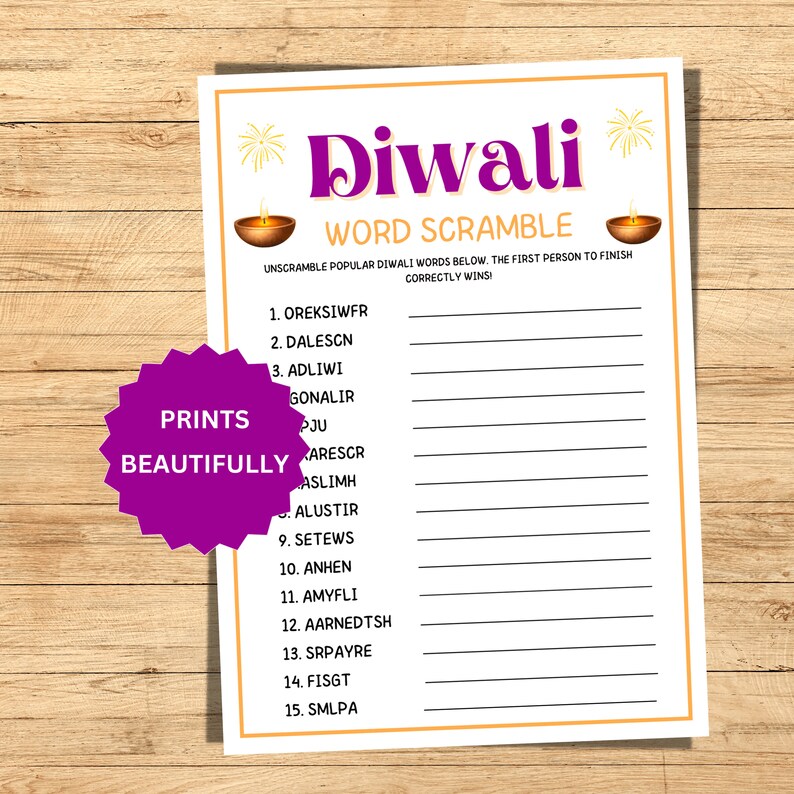 Diwali Games, Word Scramble, Diwali Party Games, Festival of Light ...