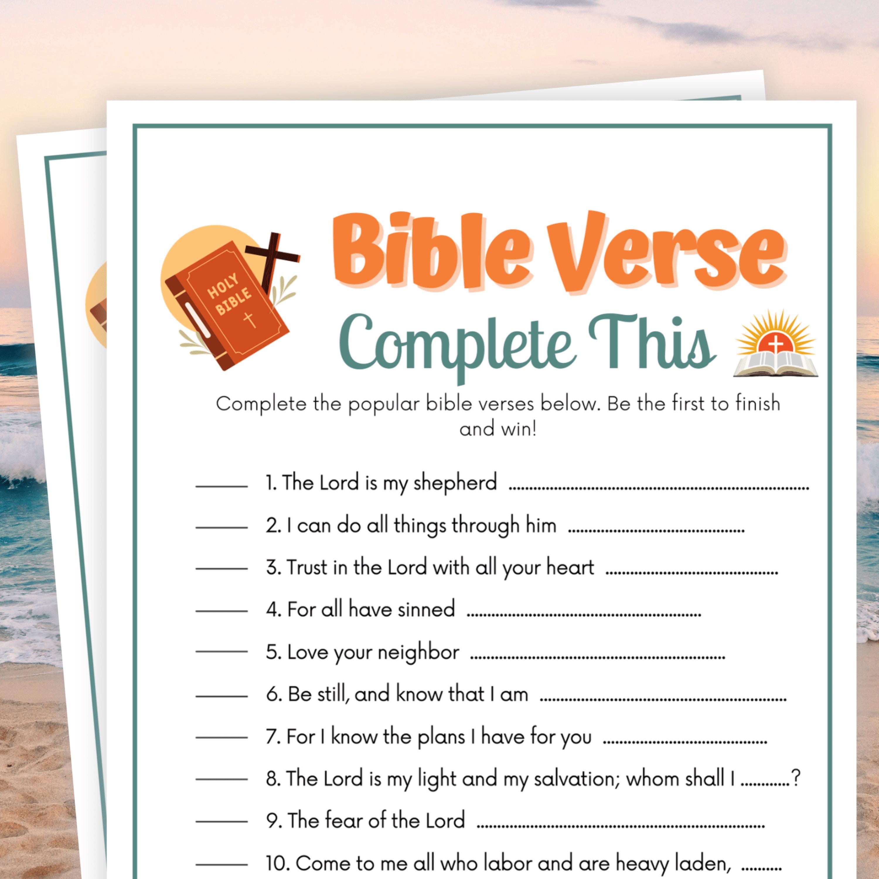 Bible Games, Bible Verse Complete This, Bible Study Games, Bible Games ...