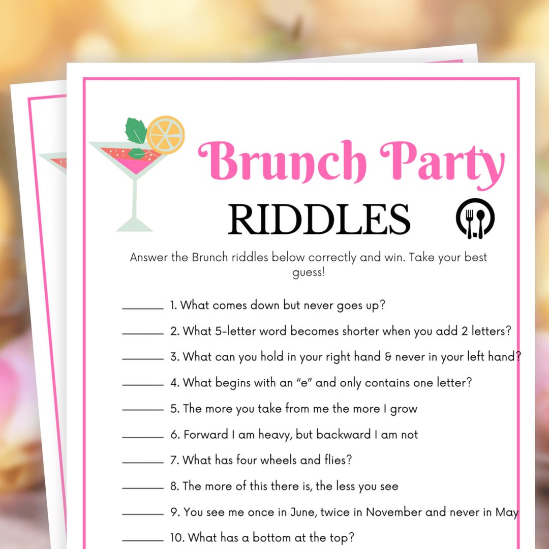 Brunch Party Trivia, Riddles, Brunch Games, Birthday Brunch Games for ...