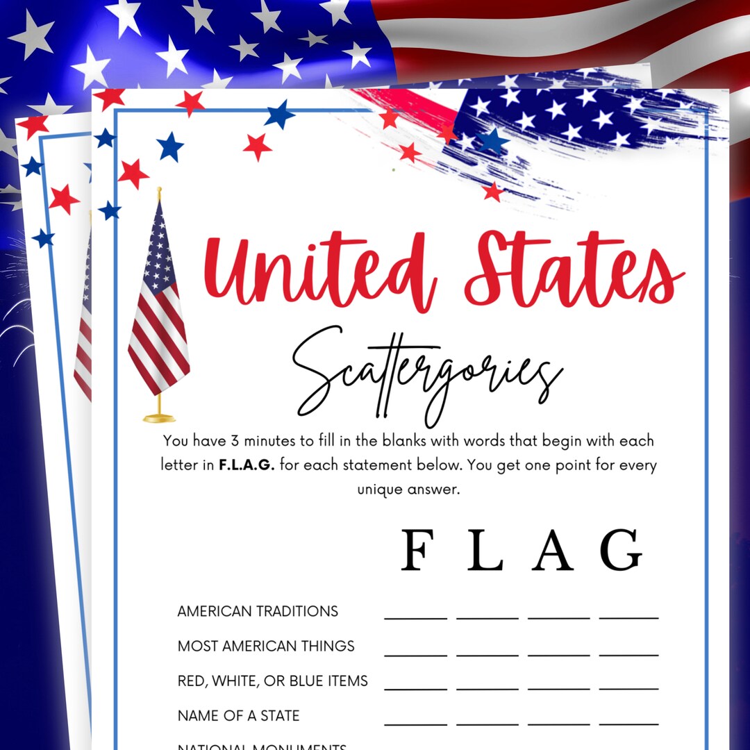 Patriotic Games, Scattergories, 4th of July Games, Memorial Day Games ...