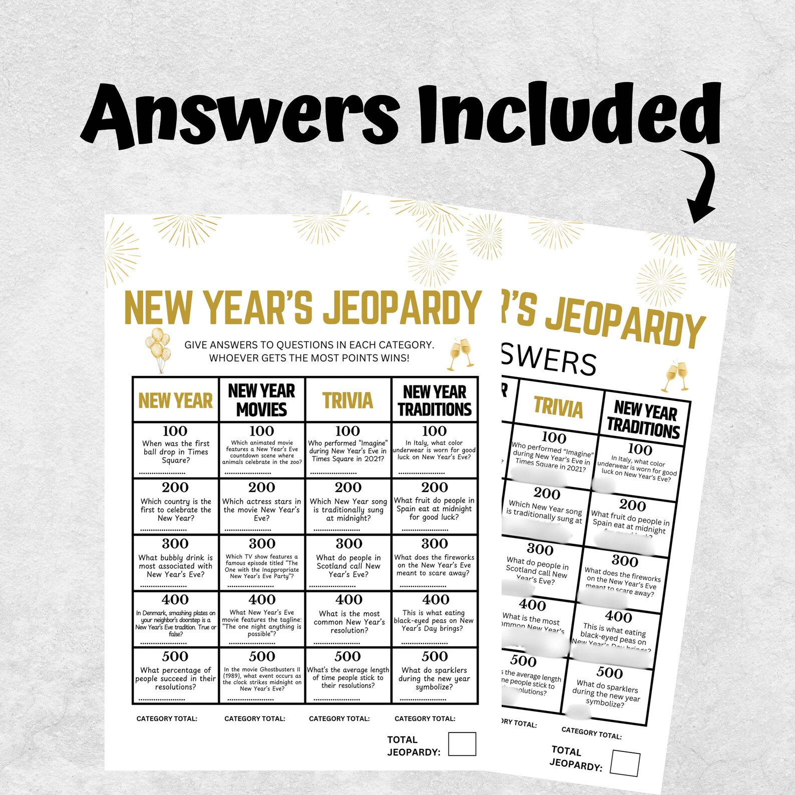 New Year Games, New Year Jeopardy, New Year Party Games, New Year ...