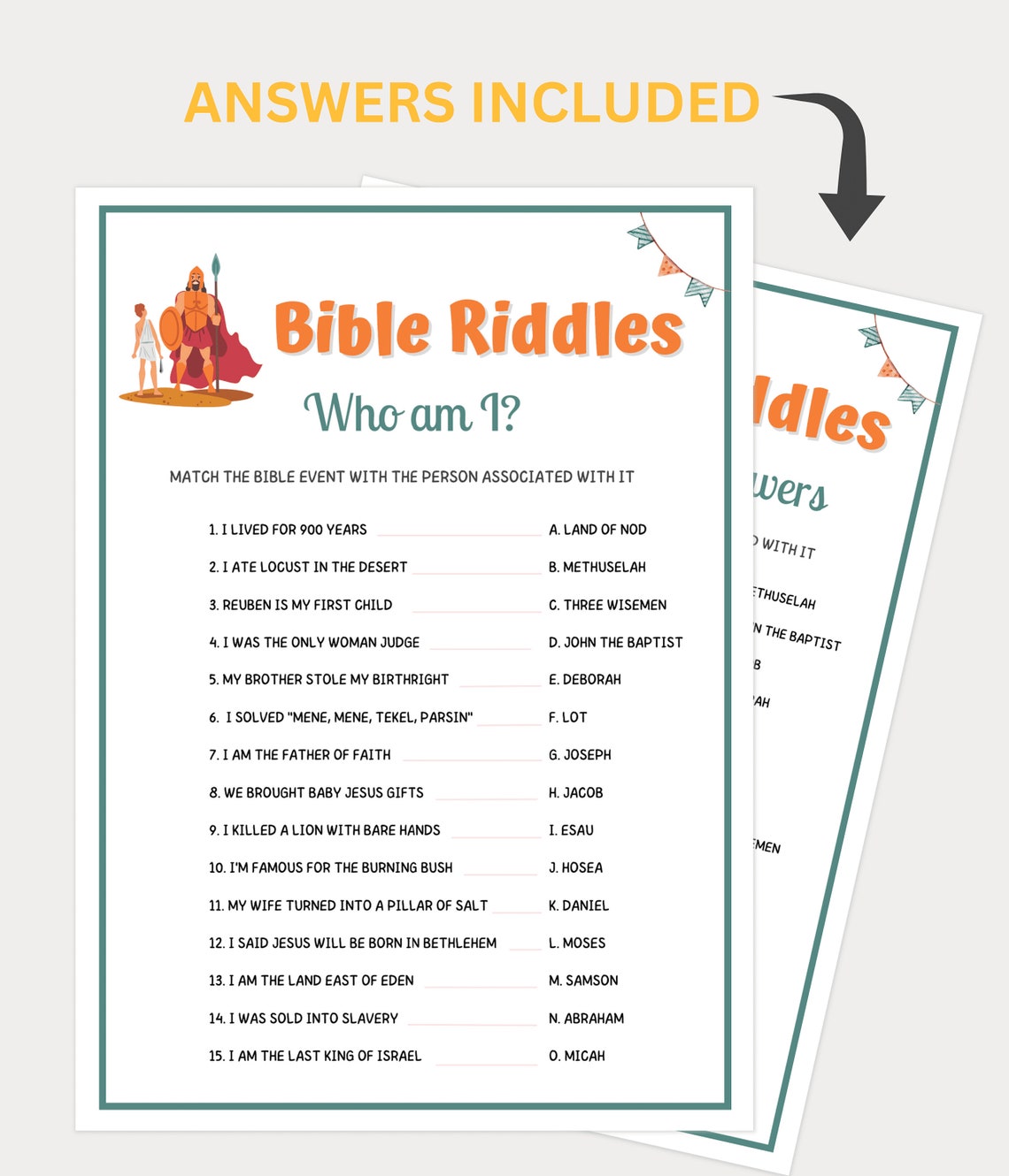 Bible Games, Bible Riddles, Bible Who Am I Riddles, Sunday School Games ...