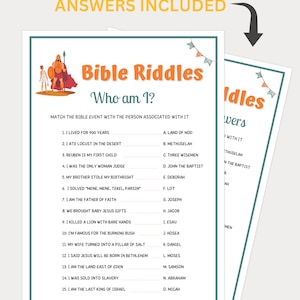 Bible Games, Bible Riddles, Bible Who Am I Riddles, Sunday School Games ...
