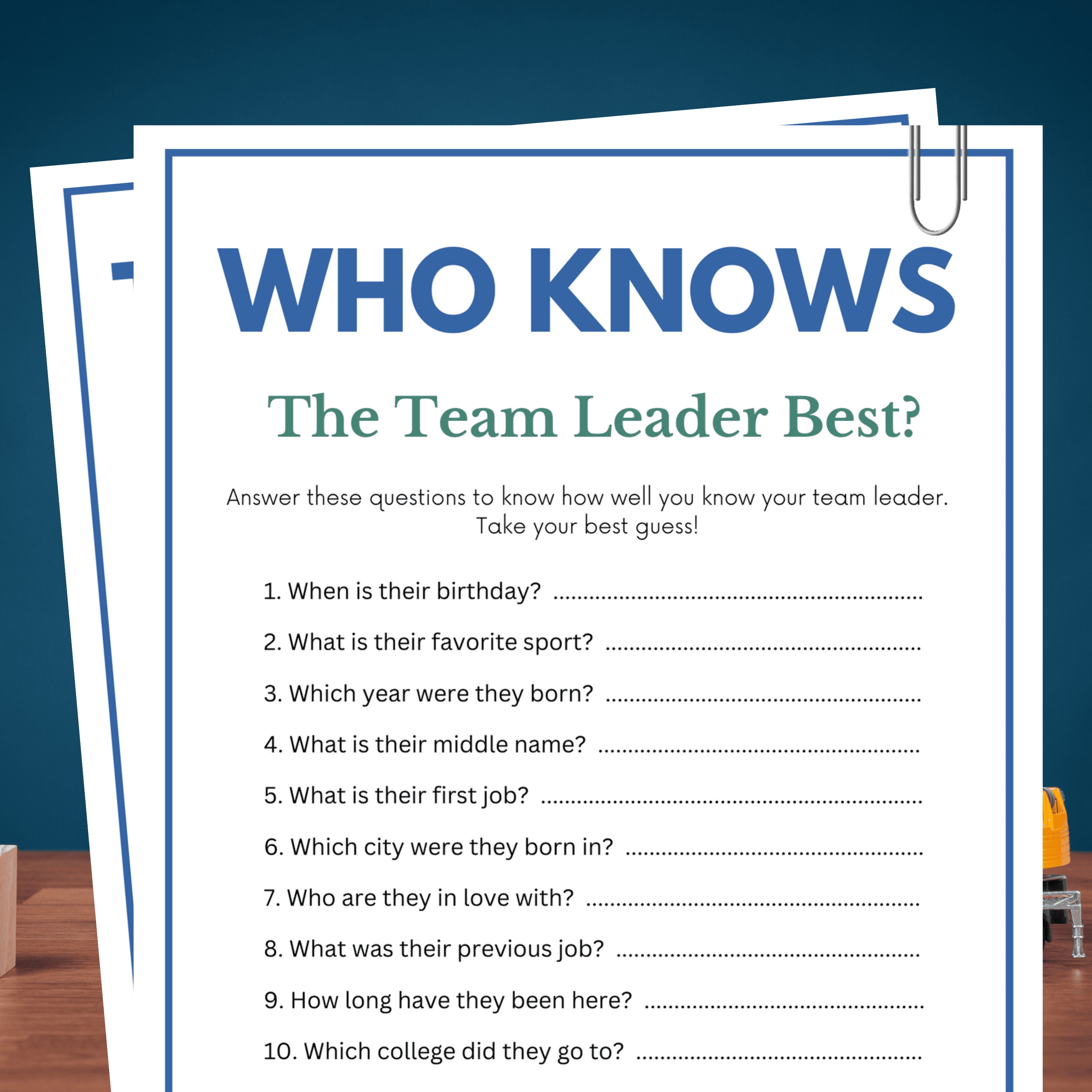 Team Building Games, Who Knows the Team Leader Best?, Team Building ...