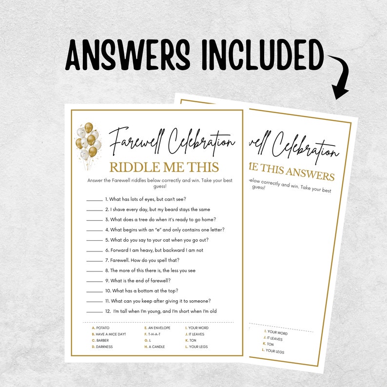 Farewell Party Games, Farewell Riddles, Farewell Party Games for Kids ...