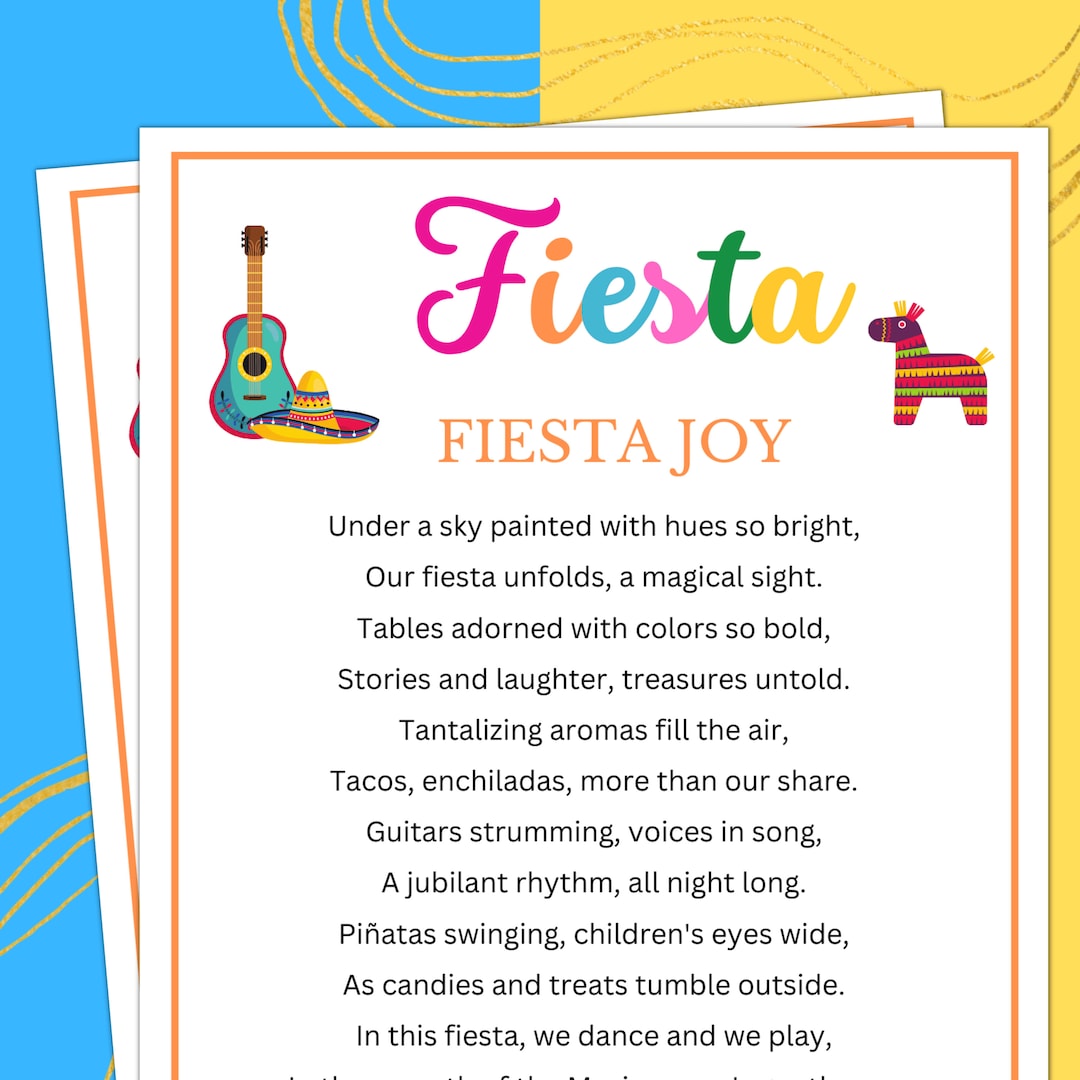 Fiesta Party Games Poem Fiesta Joy Poem Fiesta Games For Classroom Birthday Office Team