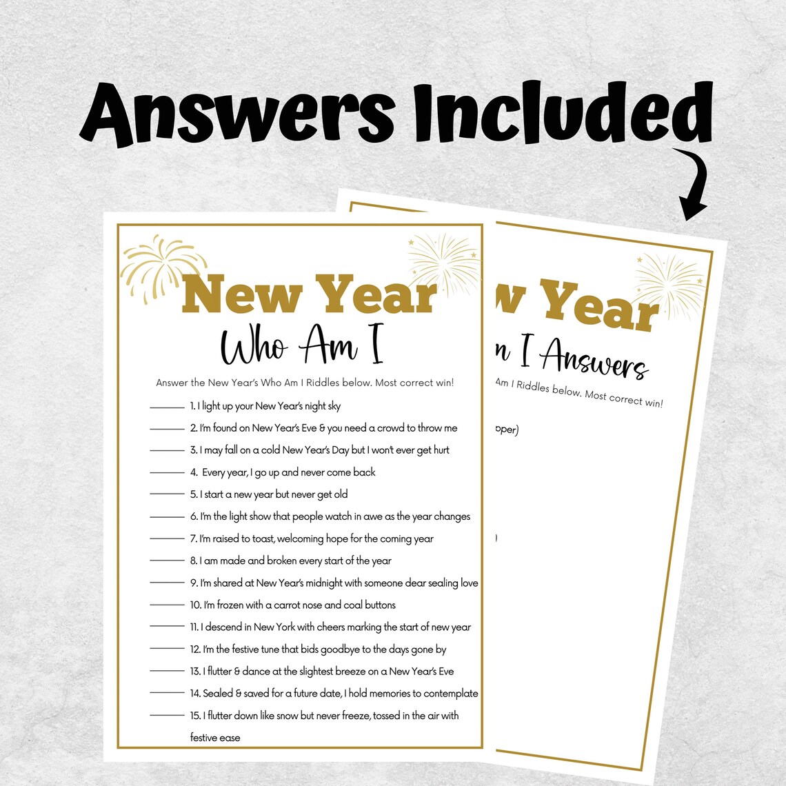 New Year Trivia, Who Am I, New Year Games, New Year Party Games, New ...