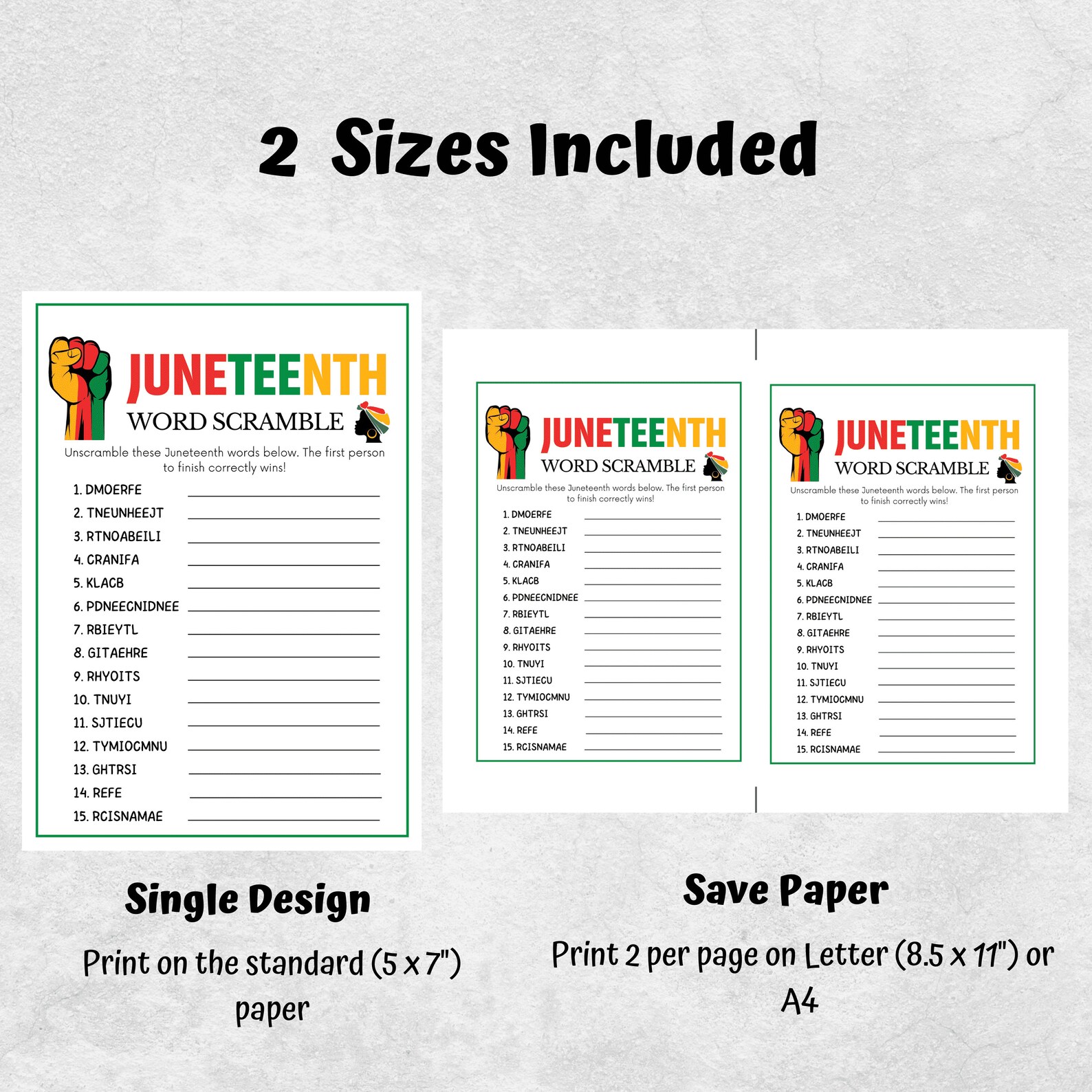 Juneteenth Games, Word Scramble, Juneteenth Party Games, Black History ...