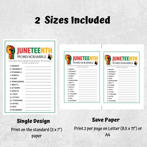 Juneteenth Games, Word Scramble, Juneteenth Party Games, Black History ...