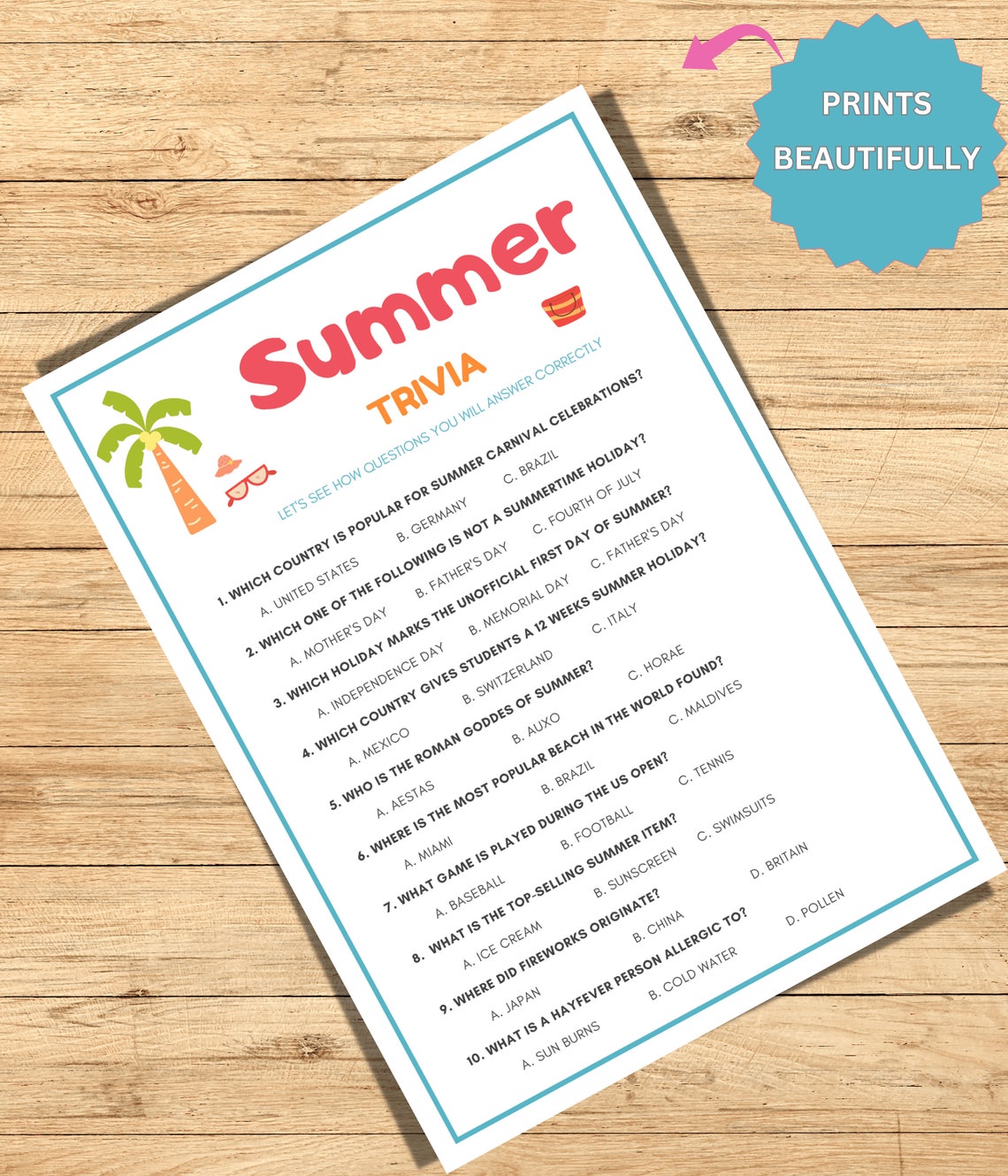 Summer Trivia, Summer Games for Kids, Summer Games for Adults ...