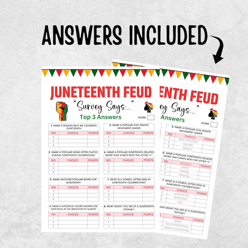 Juneteenth Games, Juneteenth Feud, Family Feud, Black History Games ...