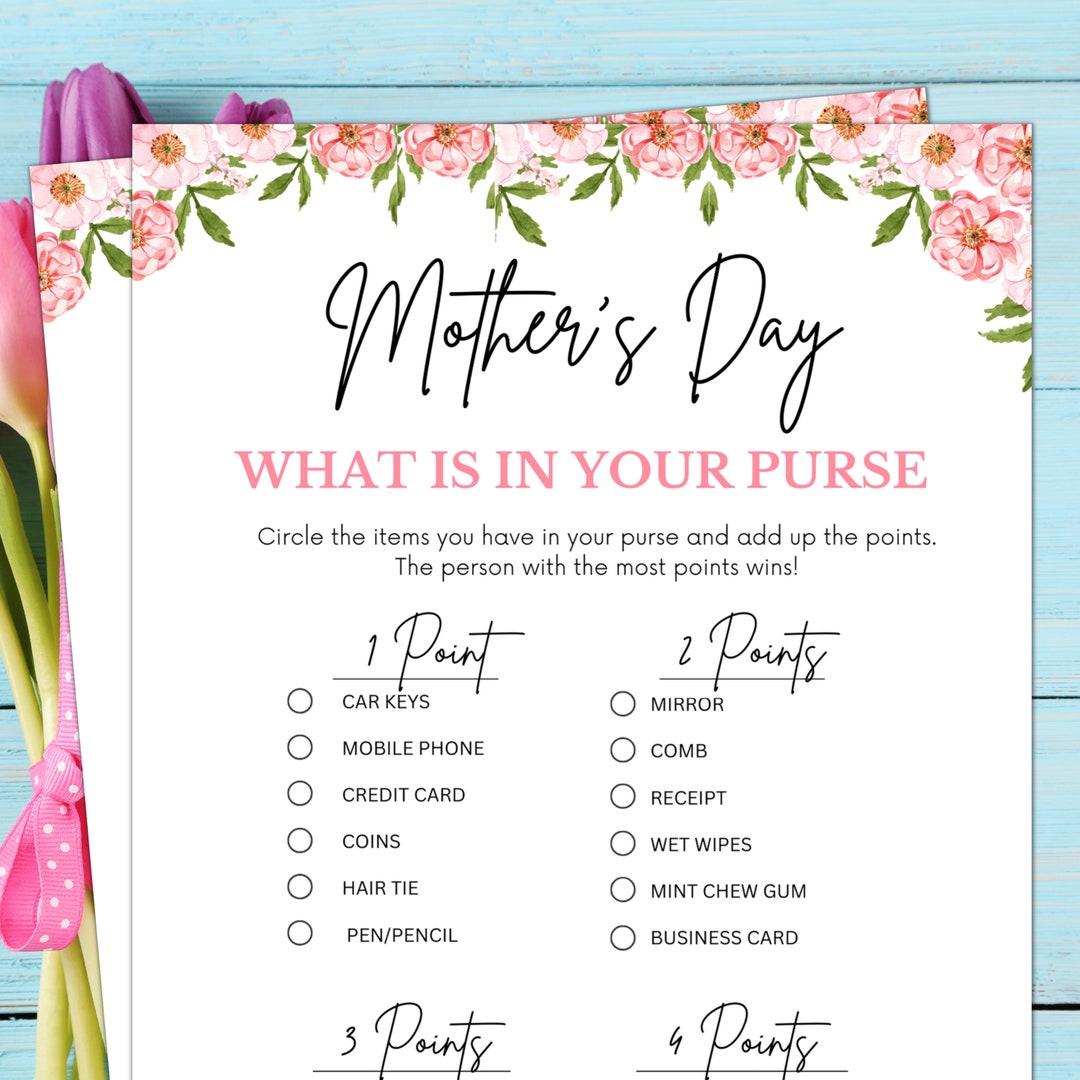 Mothers Day Games, What is in Your Purse, Mothers Day Party Games for ...