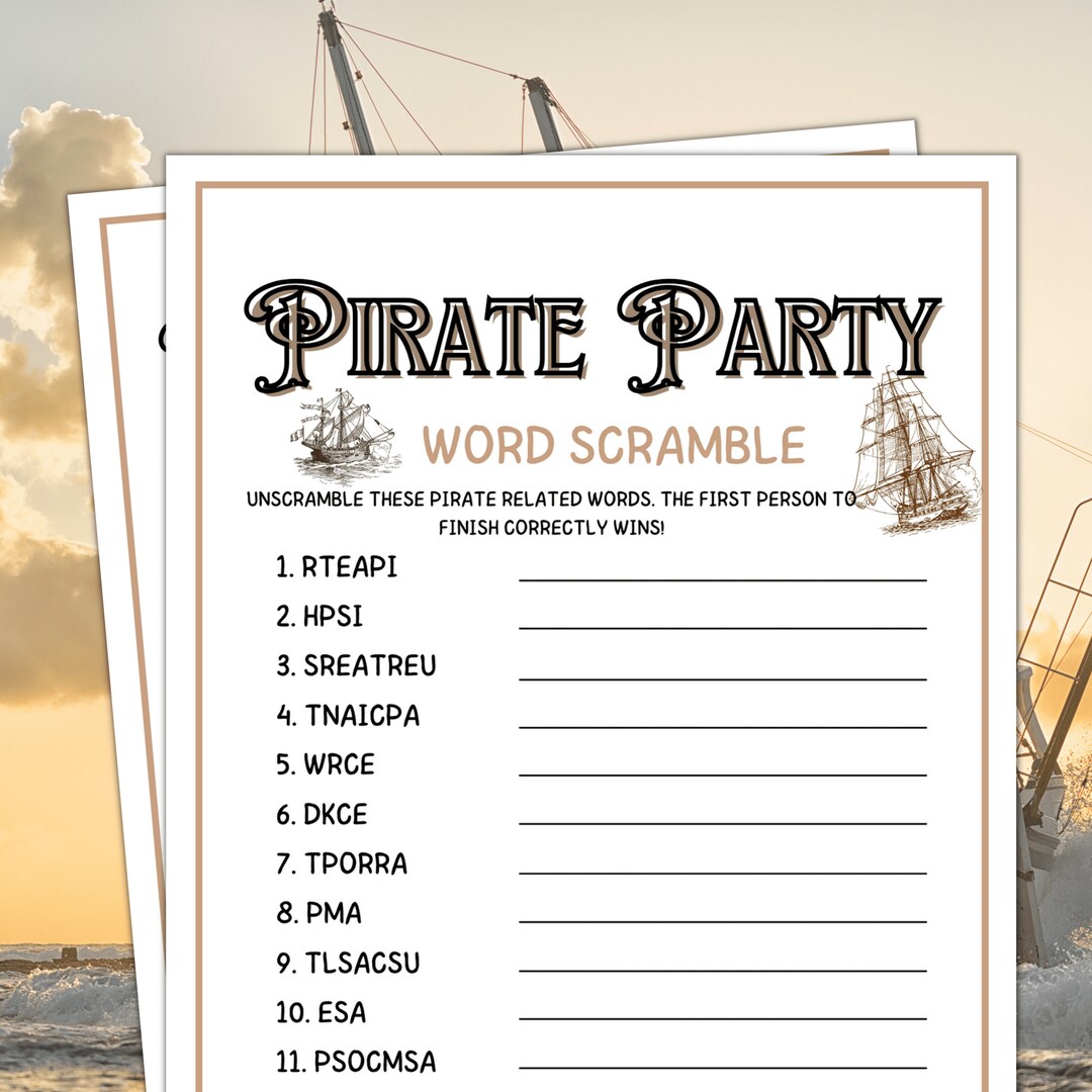 Pirate Party Games, Word Scramble, Birthday Games, Teen Birthday Games ...