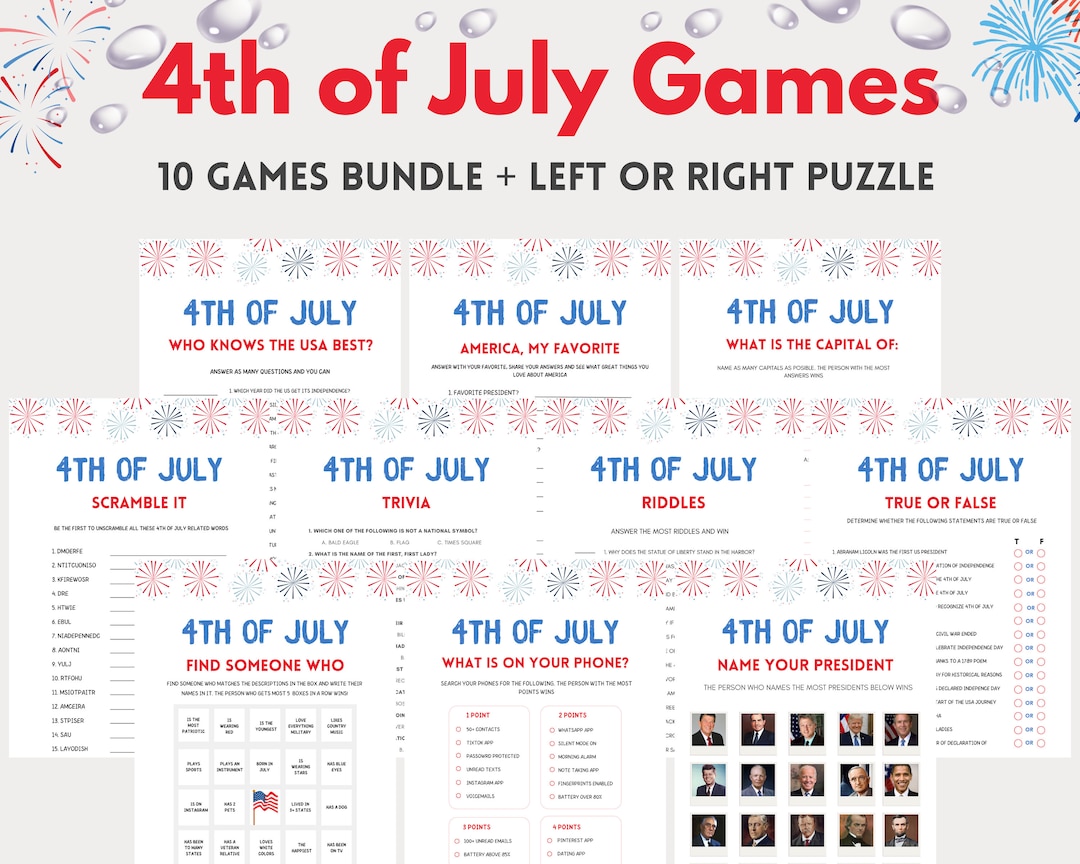 4th of July Games, 4th of July Games Bundle, July 4th Games, Fourth of ...