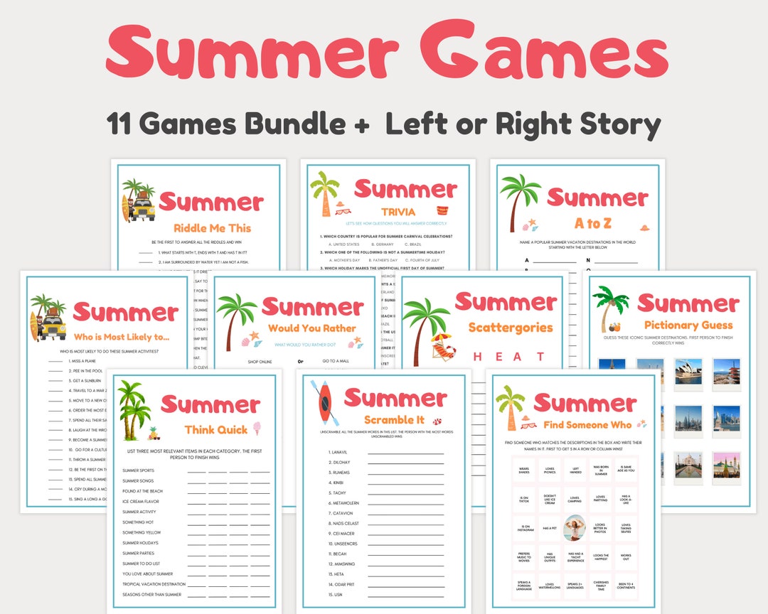 Summer Games Bundle, Summer Games for Kids, Summer Games for Adults ...