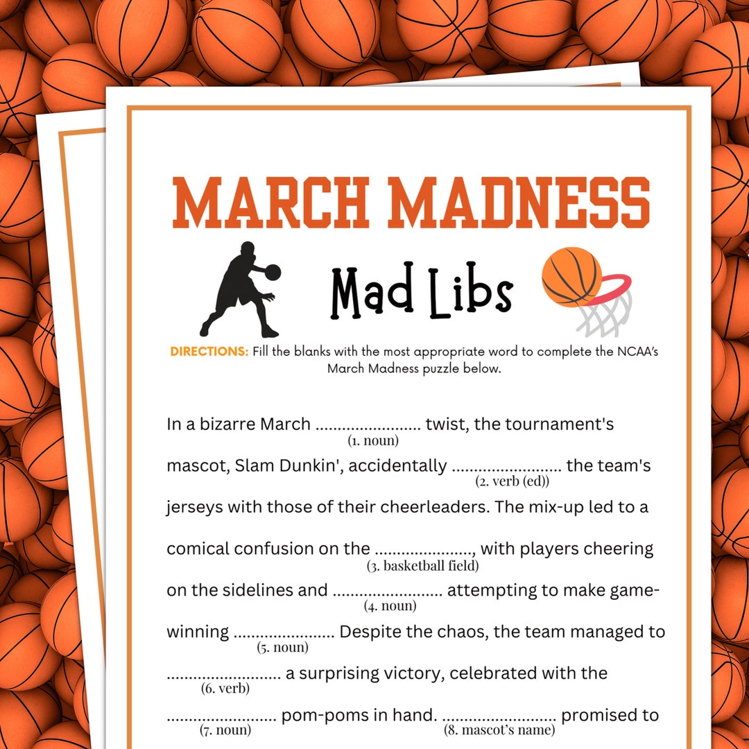 Basketball Party Games, Madlibs, March Madness Games, College ...