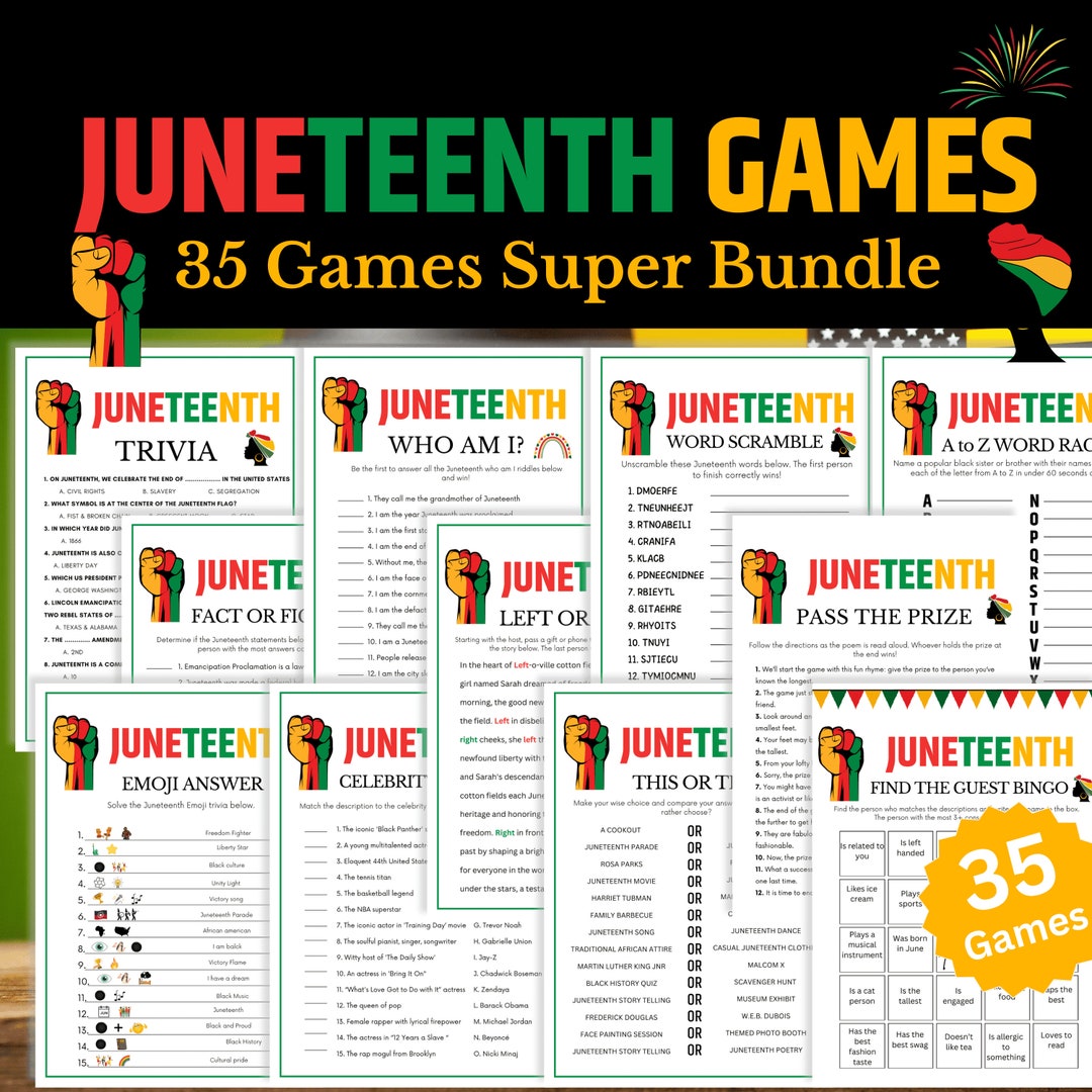 Juneteenth Games Bundle, 35 Games SUPER Bundle, Juneteenth Party Games ...