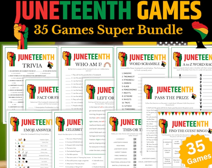 Juneteenth Games, Printable Game Bundle for Family or Classroom ...