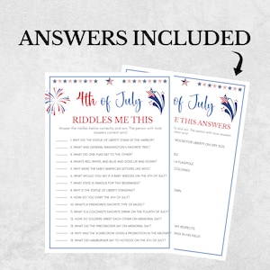 4th of July Riddle Me This, 4th of July Games, Independence Day Games ...