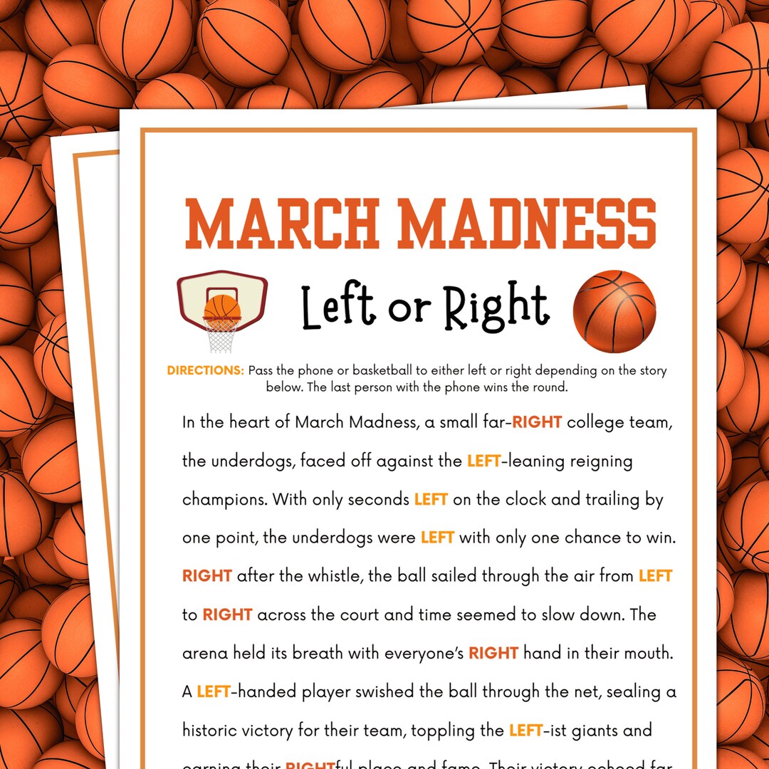 Basketball Party Games, Left or Right, March Madness Party Games, Party ...