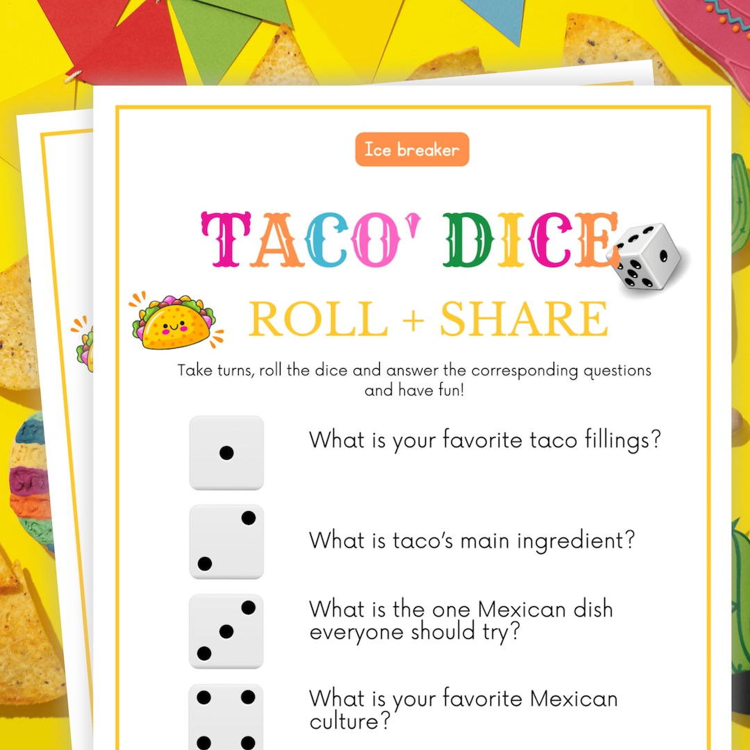Taco Party Games, Dice, Taco Tuesday Games, Taco Themed Party Games for ...