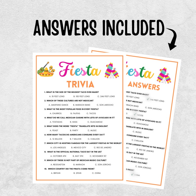 Fiesta Trivia, Fiesta Games, Fiesta Party Games, Birthday Fiesta Games ...