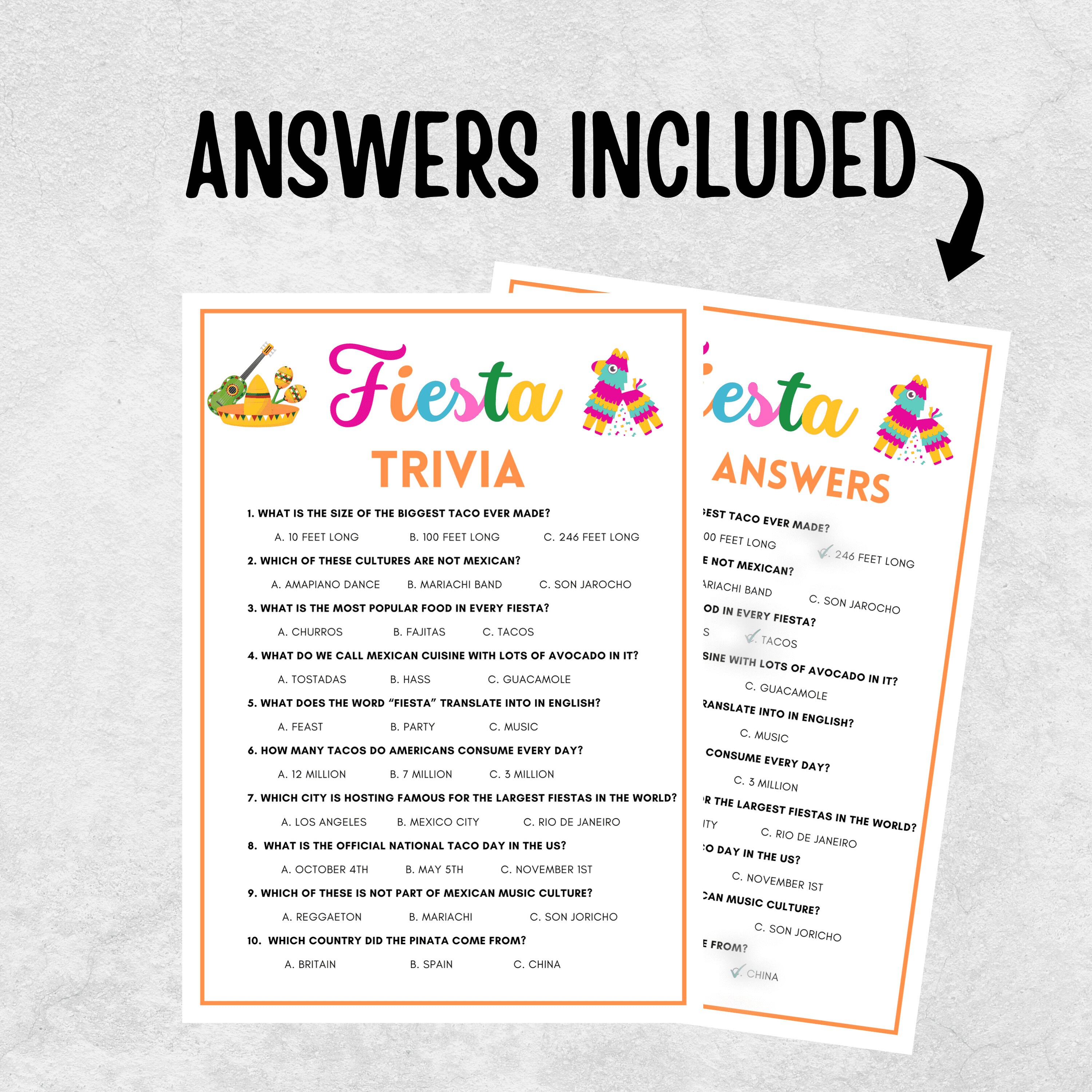 Fiesta Trivia, Fiesta Games, Fiesta Party Games, Birthday Fiesta Games ...