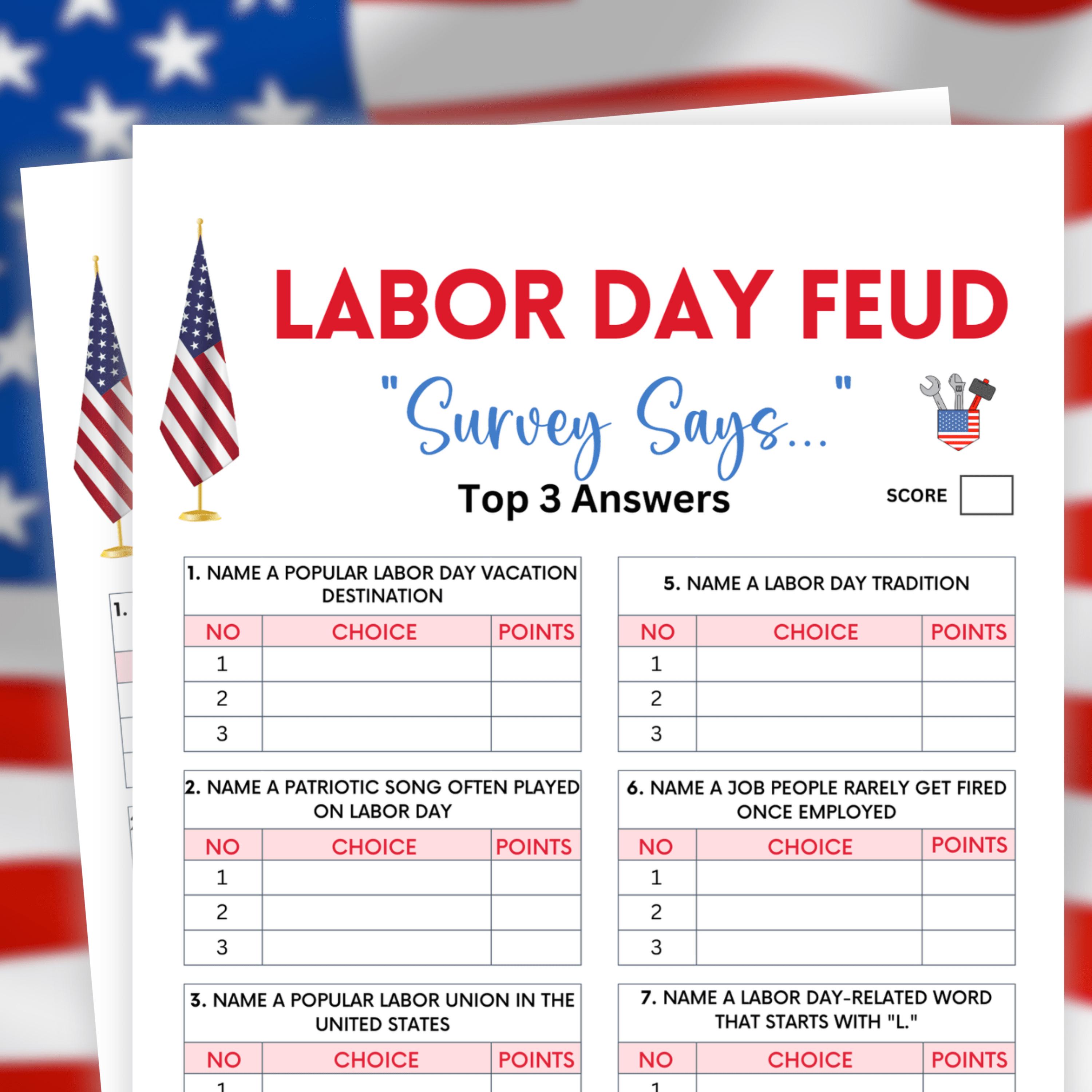 Labor Day Trivia, Labor Day Feud, Labor Day Party Games, Family Feud ...